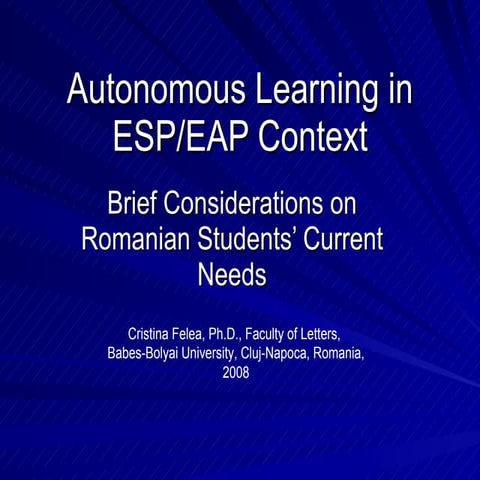 Autonomous Learning -what is it about? | PPT