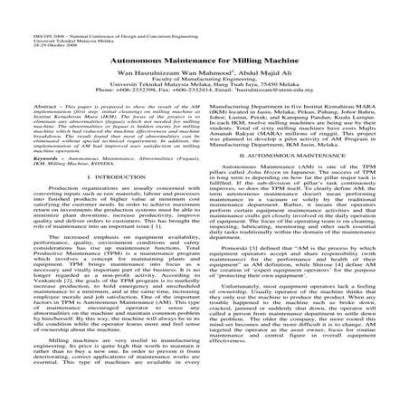Autonomous maintenance for_milling_machine | PDF