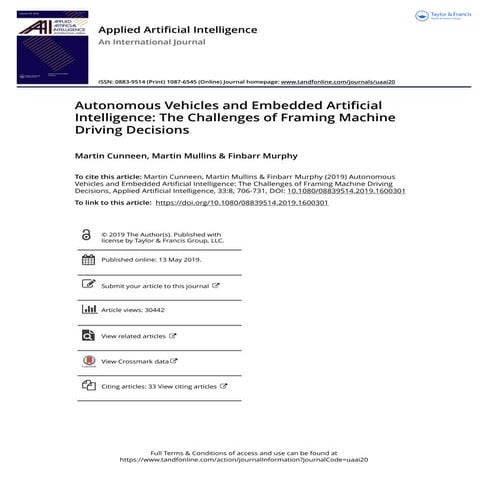 Autonomous Vehicles And Embedded Artificial Intelligence The Challenges