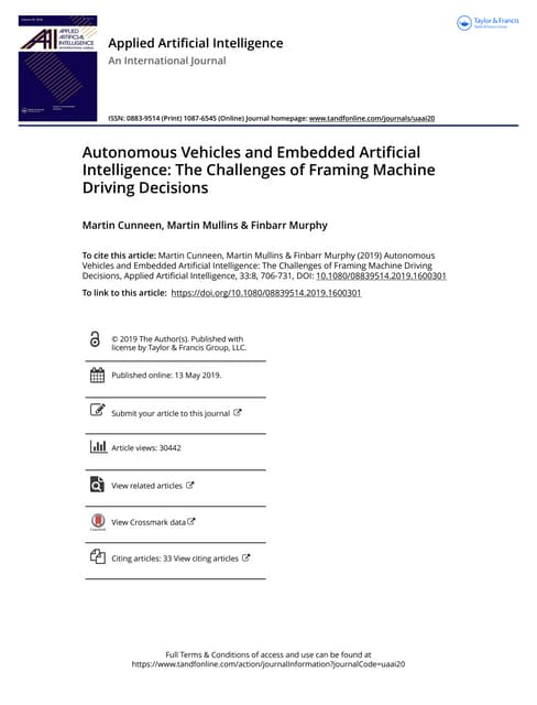 Autonomous Vehicles And Embedded Artificial Intelligence The Challenges