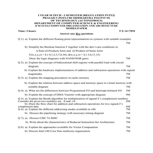 Autonomus syllabus12 mtechcse_mtech sem1_mtech model papers_co model paper | PDF