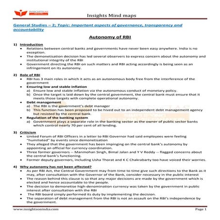 Autonomy of RBI | PDF