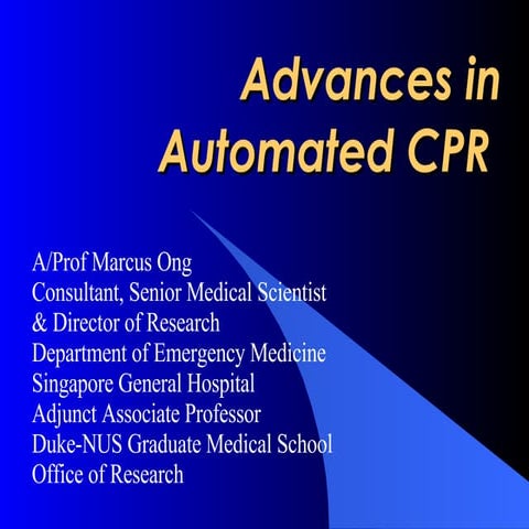 Advances in Automated CPR | PPT | First Aid | Injuries