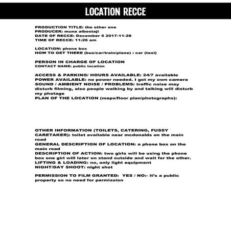 Auto recovery save of location recce | DOC