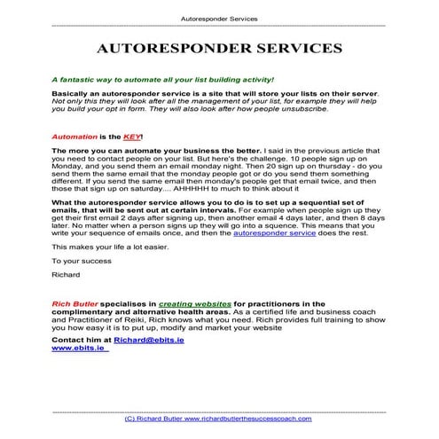 Autoresponder Services | PDF | Email | Internet
