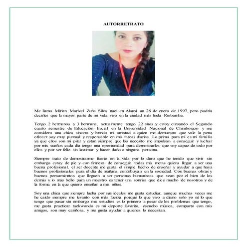 Autorretrato | DOCX | Early Childhood Education | Education