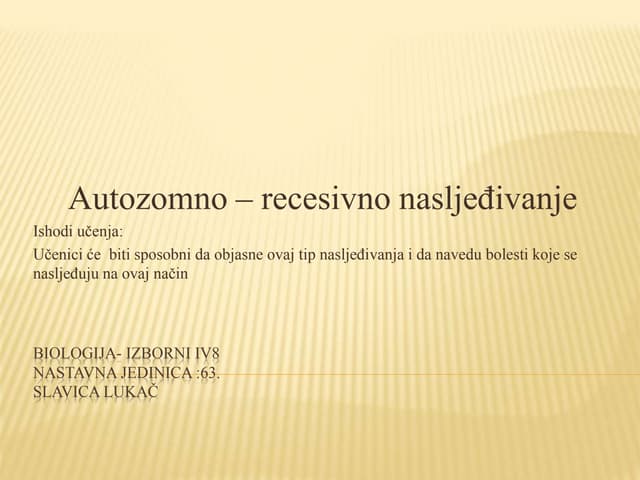 Metode humane genetike i autozomno-dominantno nasljedjivanje | PPTX