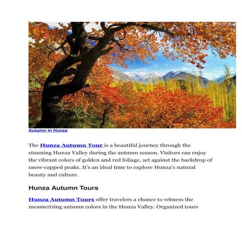 Hunza Autumn Tour, Hunza Autumn Tour 2025, Skardu Autumn Tour | PDF