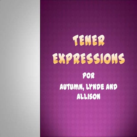 Tener Expressions 3 | PPTX | Food & Drink
