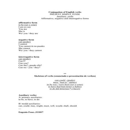 Aux 311017 conjugation of English verbs (Eugenio Fouz) | PDF