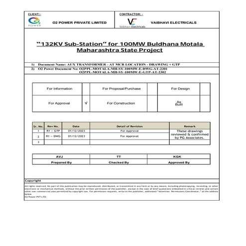 Auxillary Transformer GTP & Drawings for Substation | PDF