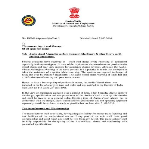 audio visual alarm circular by dgms | PDF