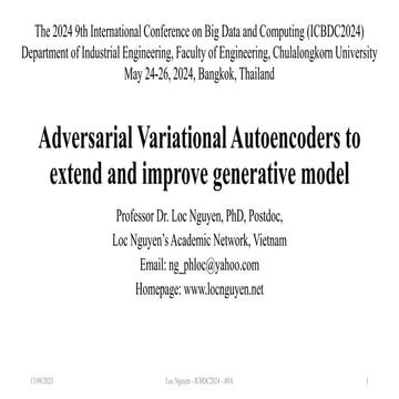 Adversarial Variational Autoencoders To Extend And Improve Generative Model Icbdc2024 Ppt