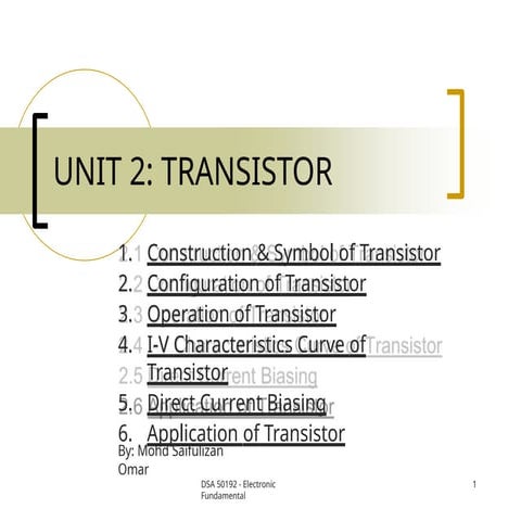 AVA02-Unit 2 DSA50192.pptx transistor elektronik | PPTX