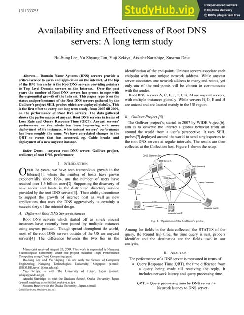 Availability and effectiveness of root DNS servers A long term study.pdf Availability and effectiveness of root DNS servers A long term study.pdf