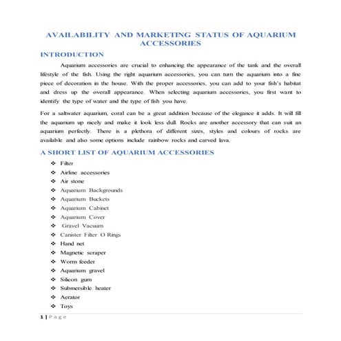Availability and marketing status of aquarium accessories copy | DOCX