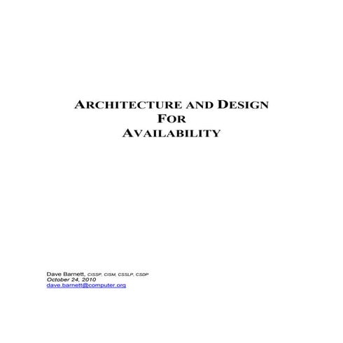 Availability Architecture | PDF