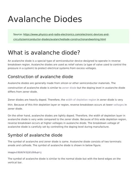 Zener and avalanche diode | PPTX