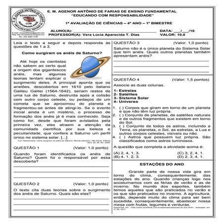Ficha De Trabalho Helio Geo | PDF