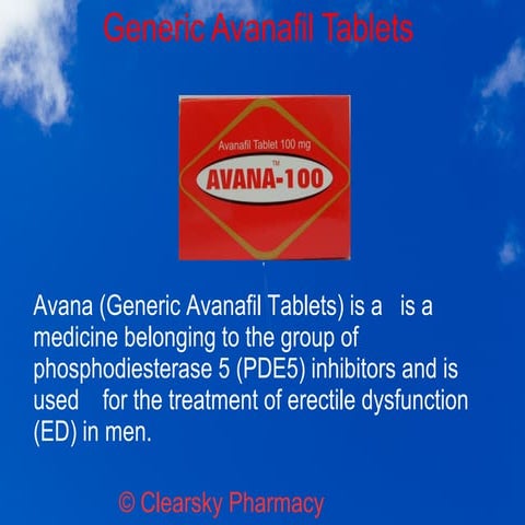 Avana (Generic Avanafil Tablets) | ODP