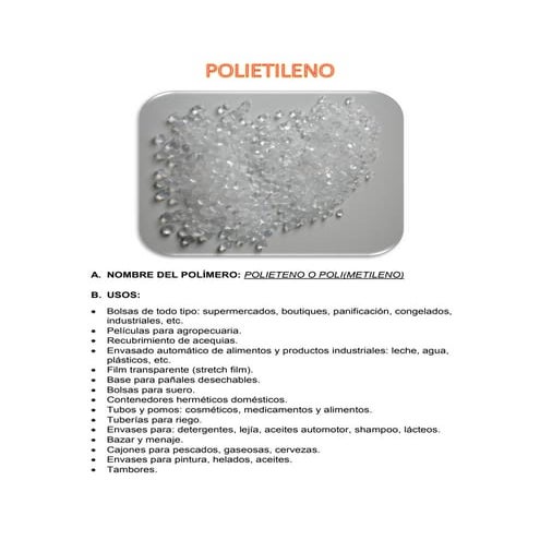Polímeros: POLIETENO O POLI(METILENO y ALCOHOL DE POLIVINILO | PDF