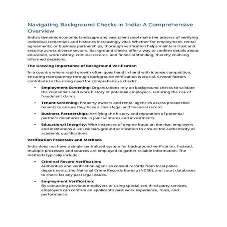 Background Check in India : A deep overview | PDF