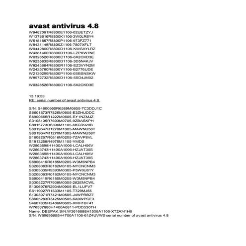 Avast antivirus 4 | PDF