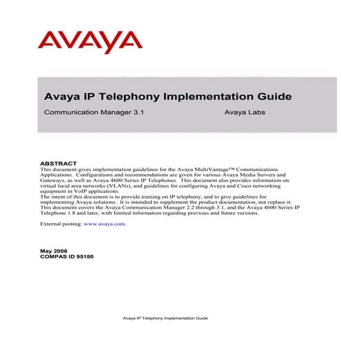 Avaya iptel-imp-guide3.1 | PDF