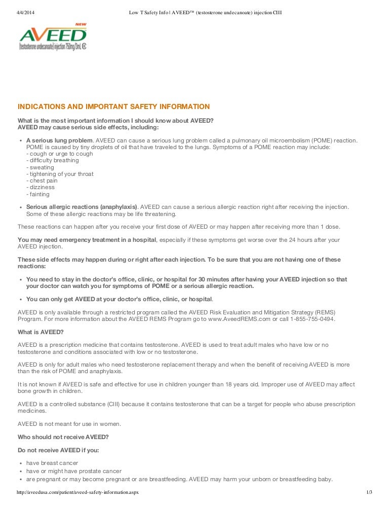 Aveed testosterone injection