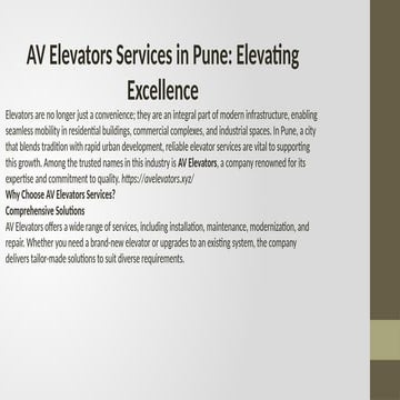 AV ELEVATORS SERVICES In Pune . PPT.pptx