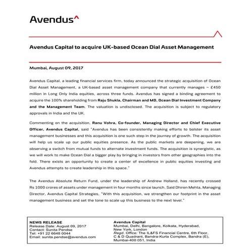 Avendus Finance launches its first Structured Credit Fund – Category II ...