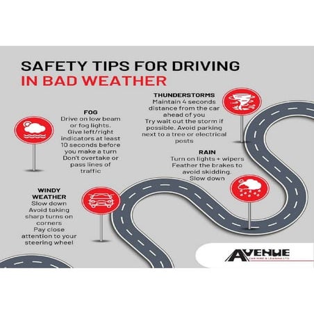 Avenue Car Hire | Safety Tips For Driving In Bad Weather | PDF