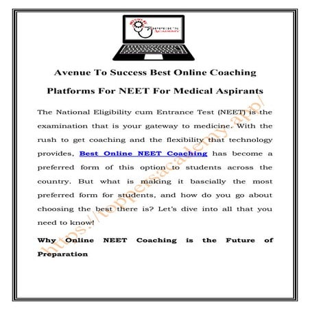 Toppers Academy-The top all-time NEET Online Coaching Top Courses for Preparation for NEET | PDF
