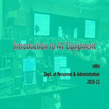 Introduction to AV Equipment | PDF