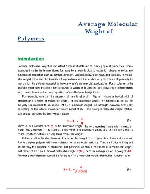 Molecular Weight of Polymers | PPTX