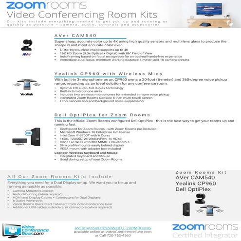 Zoom Rooms Kit from Video Conference Gear featuring the AVer VB342 ...
