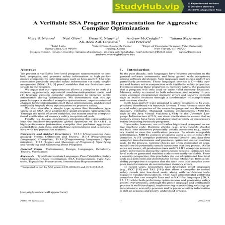A Verifiable SSA Program Representation For Aggressive Compiler Optimization | PDF