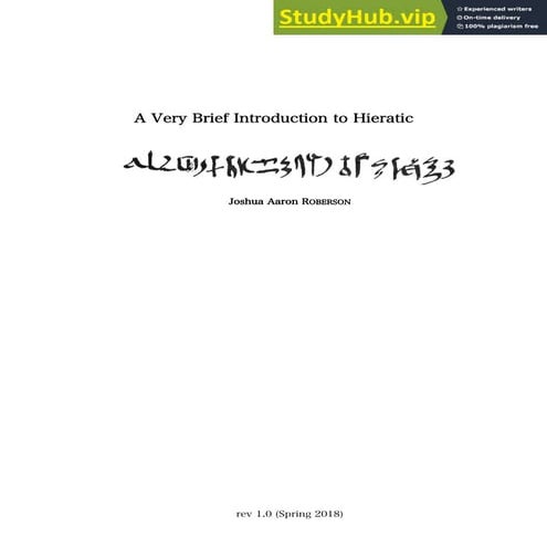 A Very Brief Introduction To Hieratic | PDF
