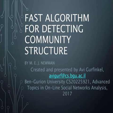 Avi Newmans Fast Community Detection Pptx