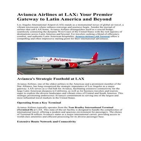 Avianca Airlines LAX Terminal+1-888-839-0502 | PDF