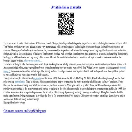 Aviation Essay Examples | PDF