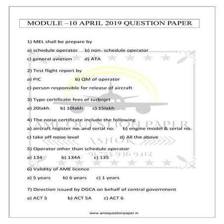 Aviation legislation question paper | PDF