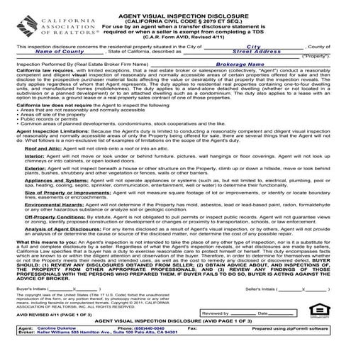 Avid agent visual inspection disclosure - 411 | PDF