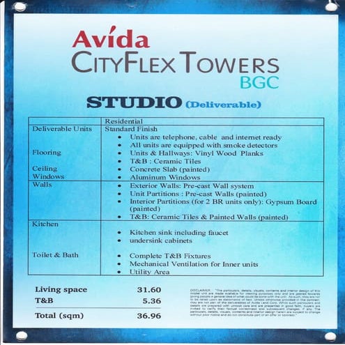 Avida Tower Studio Deliverable | PDF | Interior Decorating | Home & Garden