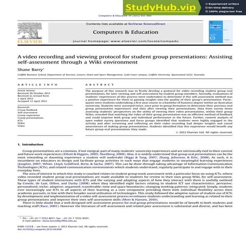 A Video Recording And Viewing Protocol For Student Group Presentations ...
