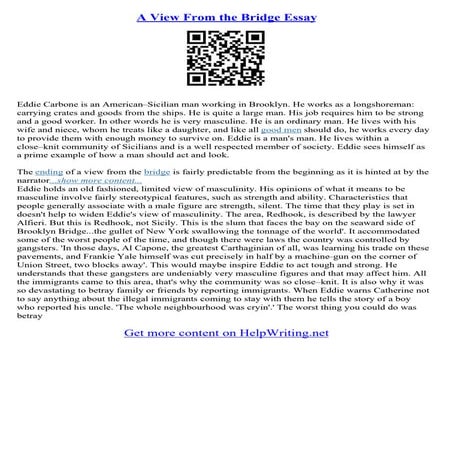 A View From The Bridge Essay | PDF