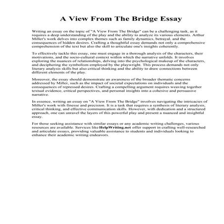 A View From The Bridge Essay | PDF