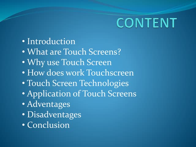 Touch Screen Technology PRESENTATION | PPTX | Smartphones | Consumer Electronics