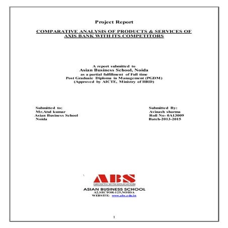 Avinash sharma final project axis bank-2015 | PDF