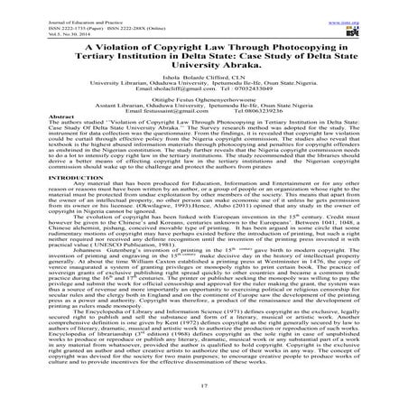 A violation of copyright law through photocopying in | PDF